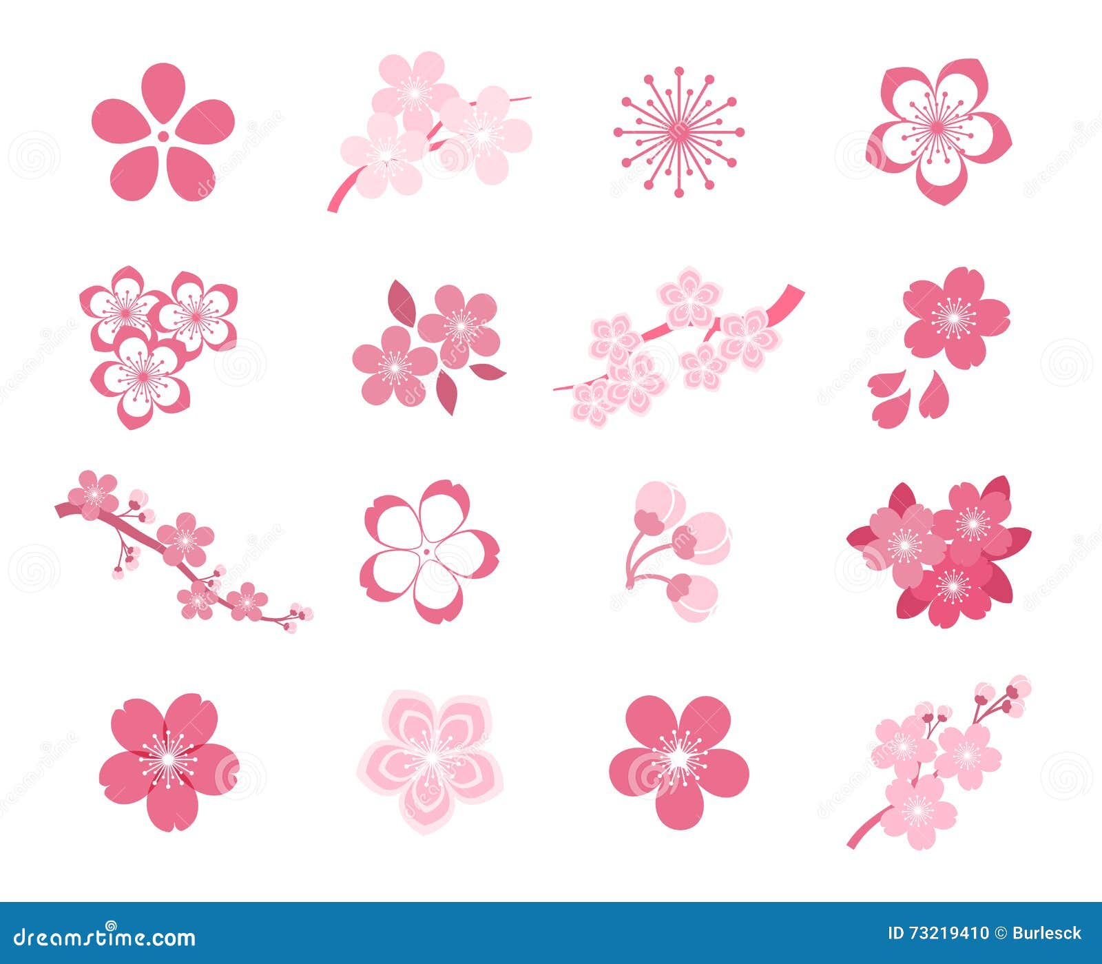 Cherry Blossom Japanese Sakura Vector Icon Set Stock Vector ... Cherry Blossom Japanese Sakura Vector Icon Set Stock Vector ...