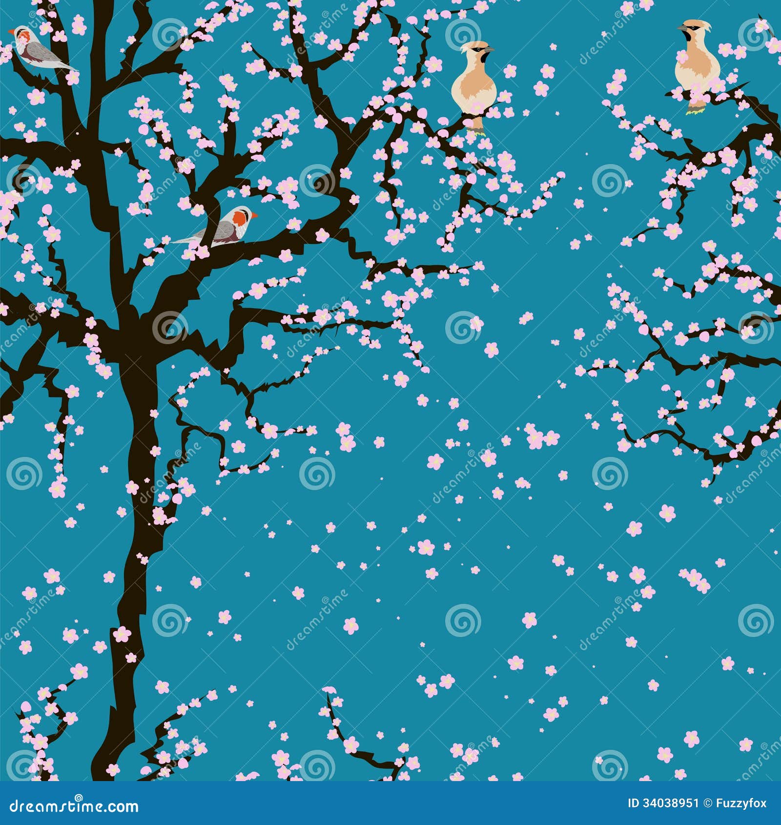 Cherry Blossom Seamless Sakura Pattern Stock Vector - Illustration of ...