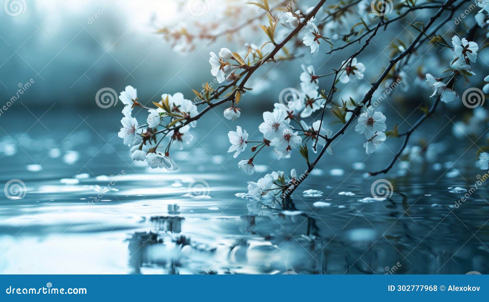 Cherry Blossom in Spring with Reflection in Water, Nature Series ...