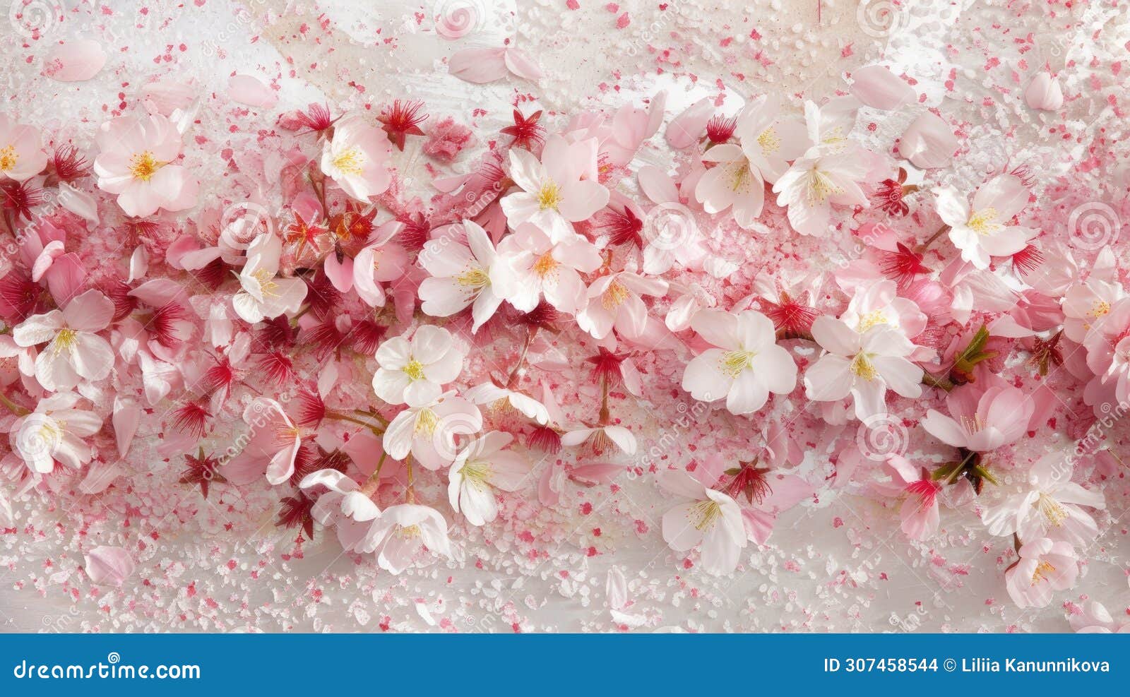A Cherry Blossom Texture Background, Adorned with Spring Sakura Flowers ...