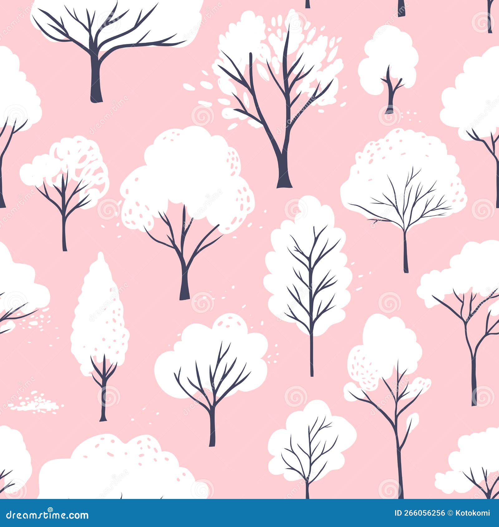 Cherry Blossom Trees Seamless Pattern, Spring Background. Pink Hanami ...