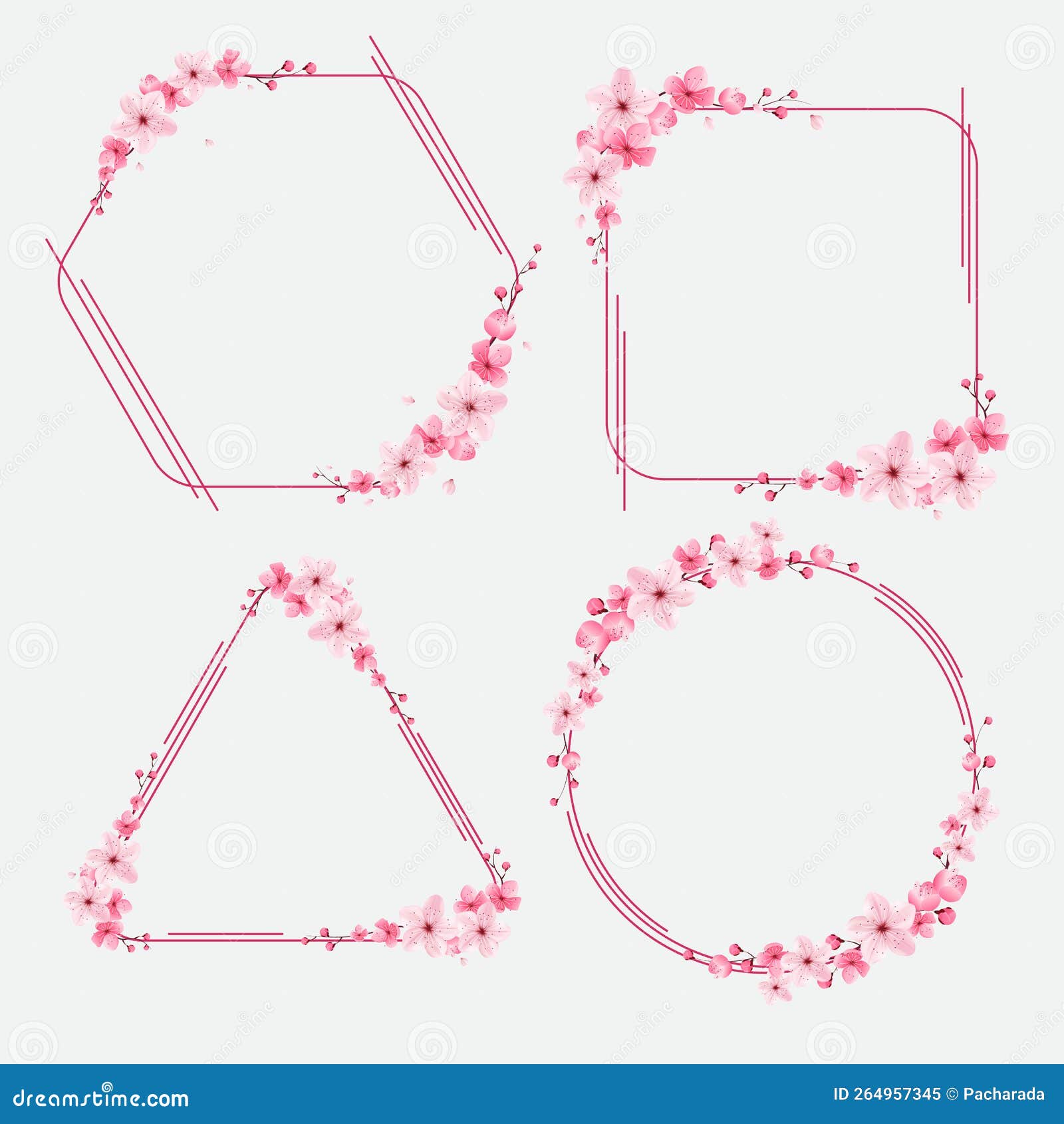 Cherry Blossoms Border, Template Frame Flower, Ornament, Sakura Vector ...