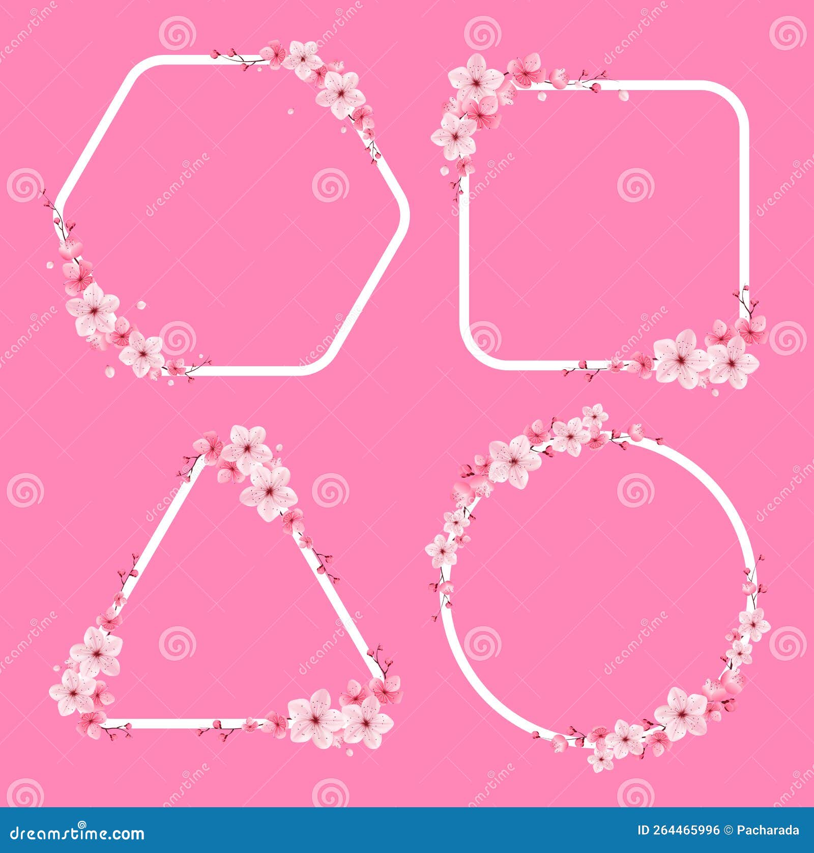 Cherry Blossoms Border, Template Frame Flower, Vector Stock Vector ...