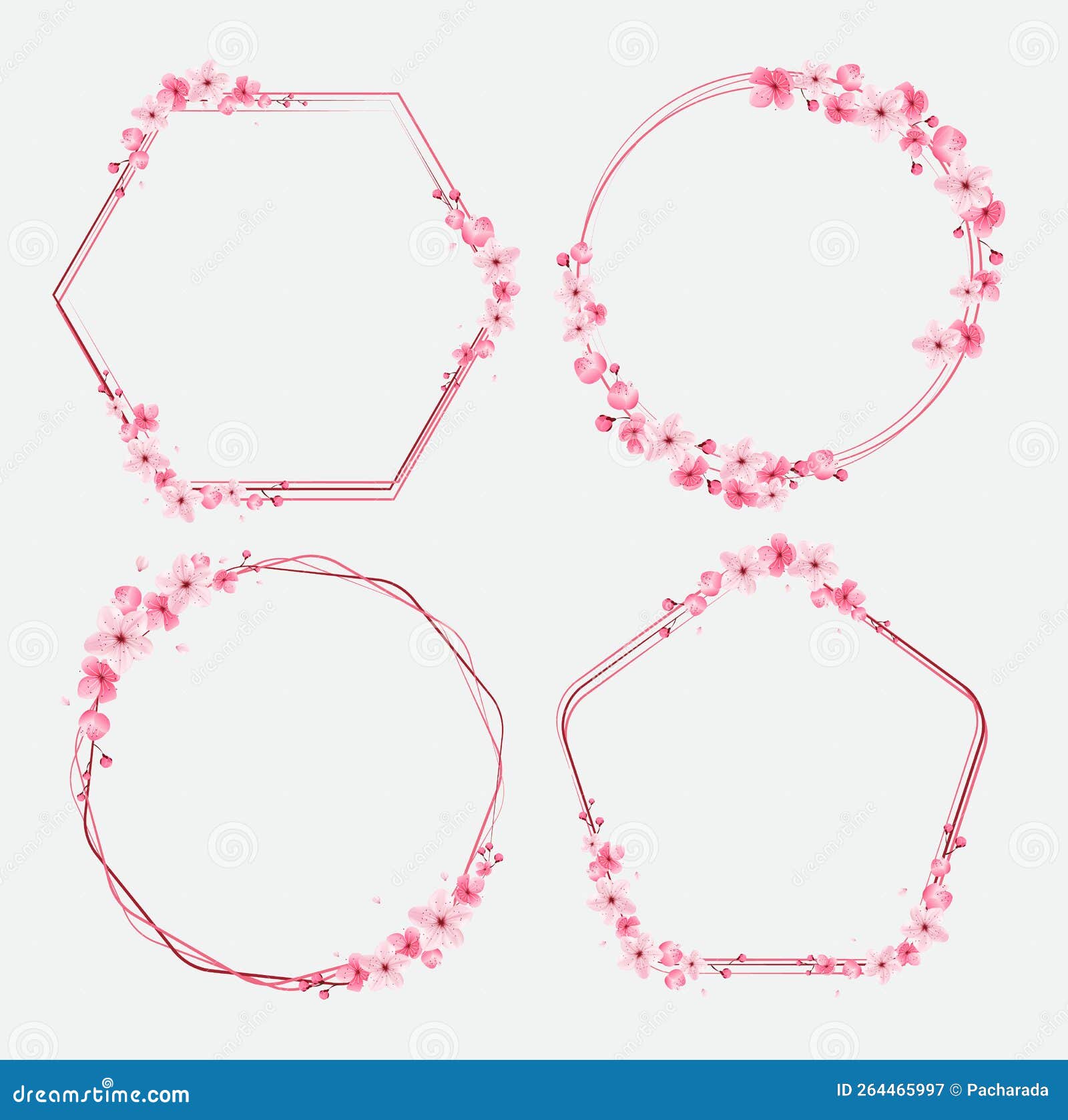 Cherry Blossoms Border, Template Frame Flower, Vector Stock Vector ...