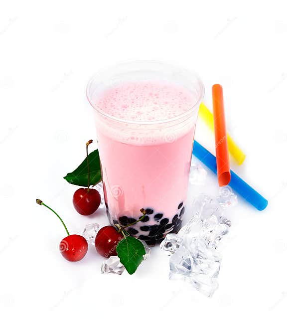 Cherry Boba Bubble Tea stock photo. Image of green, milky - 25401468