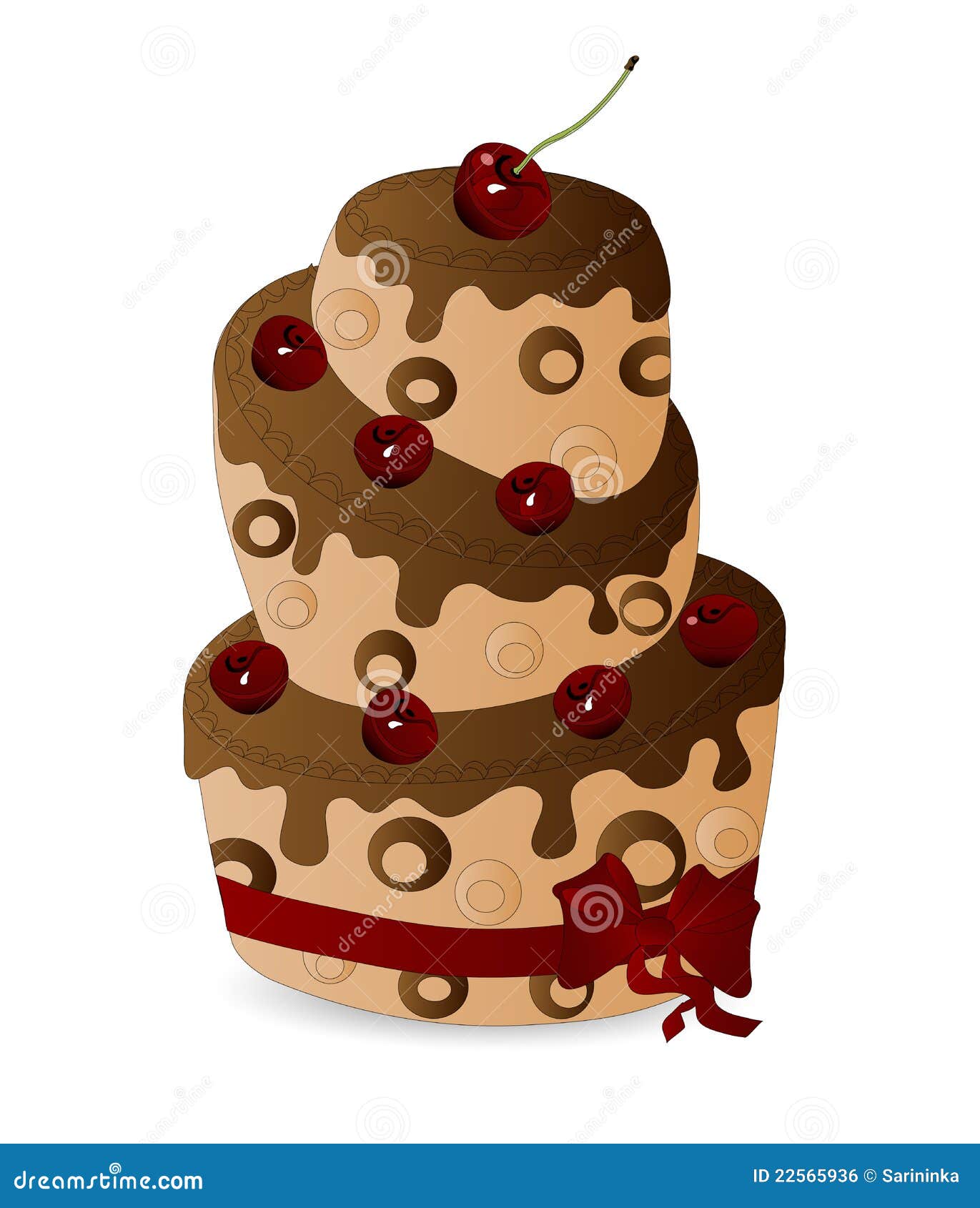 Cherry cake stock vector. Illustration of chocolate, sweetness - 22565936