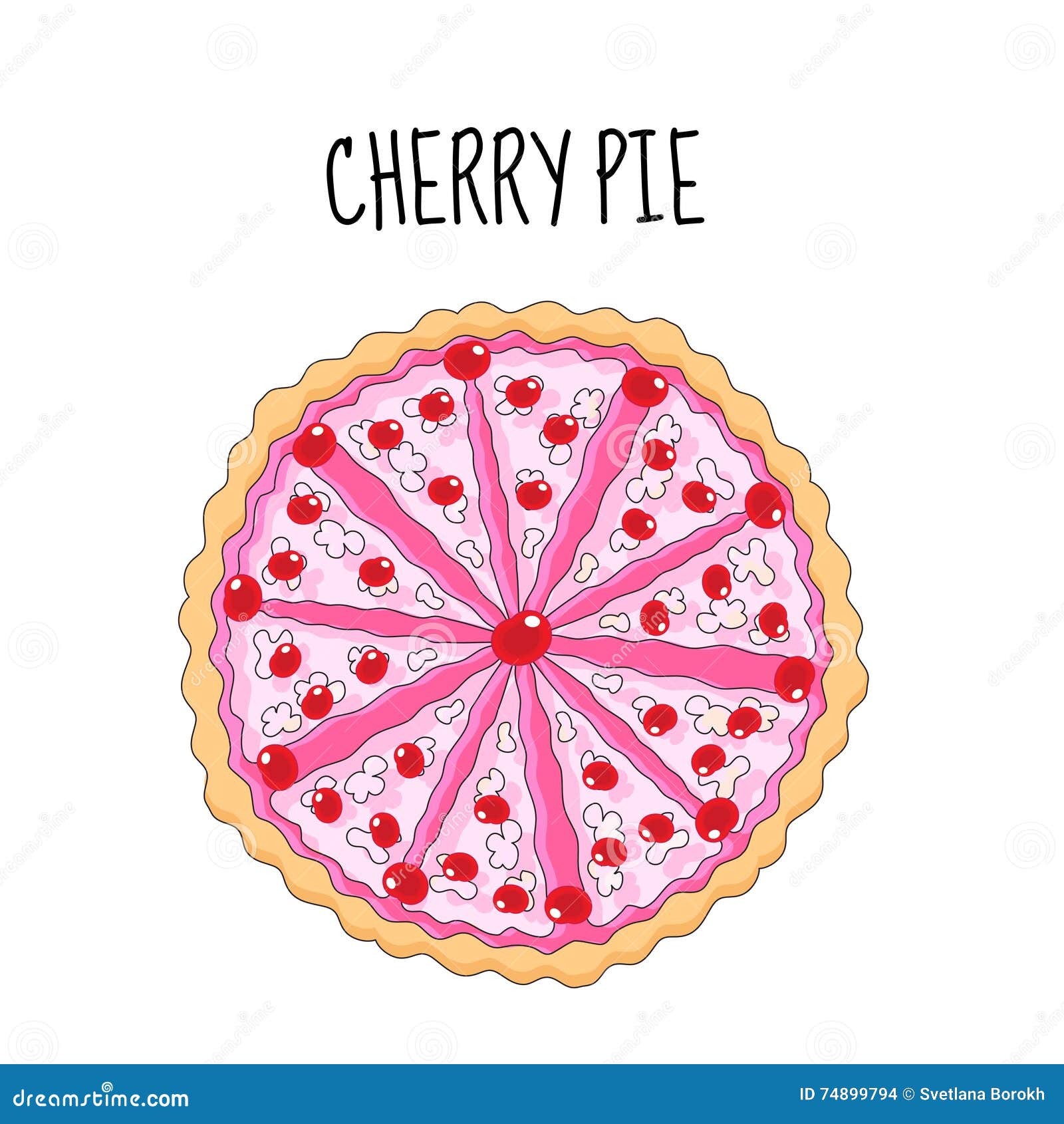 Cherry Cake, Birthday Cake. Baking with Cherries Stock Vector ...