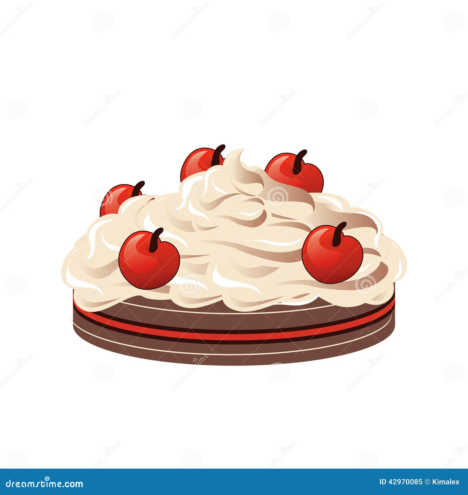 Cherry cake stock vector. Illustration of dessert, isolated - 42970085