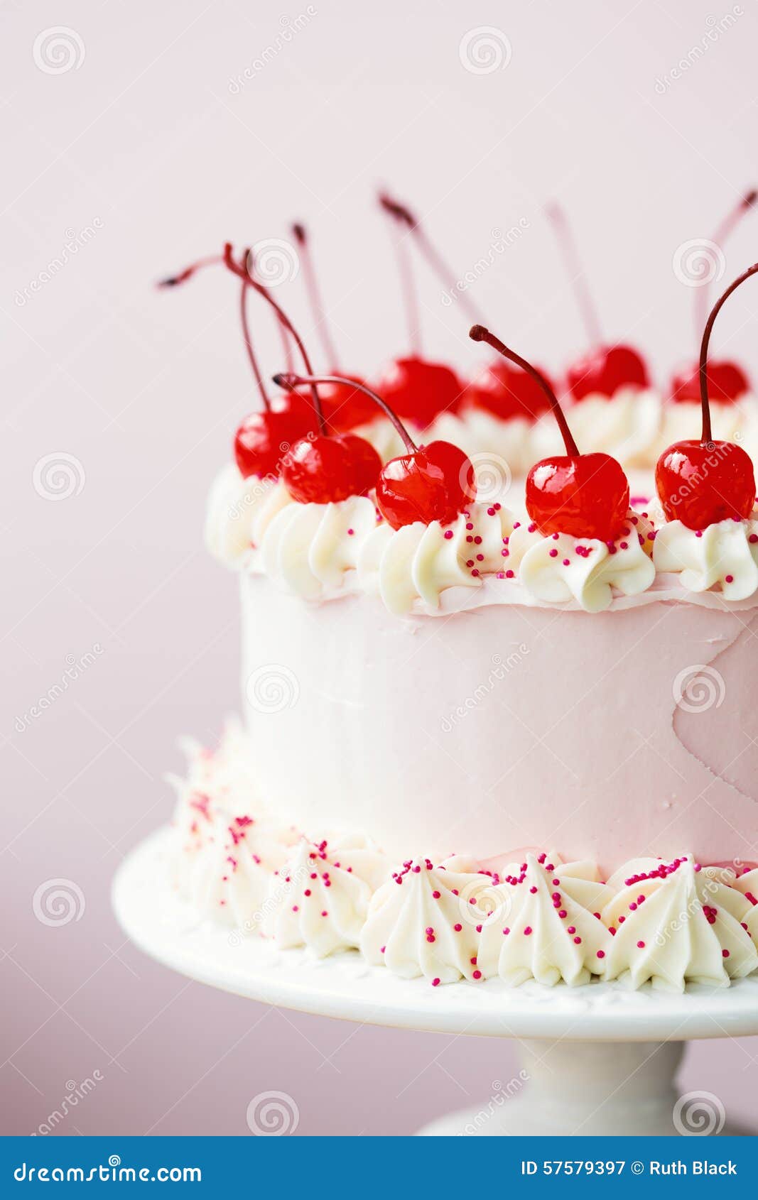 Cherry cake stock image. Image of food, background, pink - 57579397
