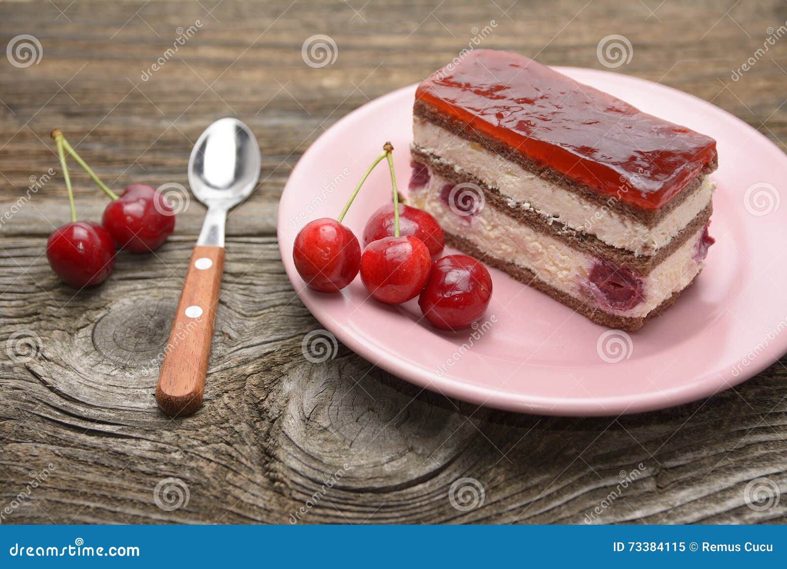 Cherry Cake and Slices of Cherry Cake Stock Image - Image of plate ...