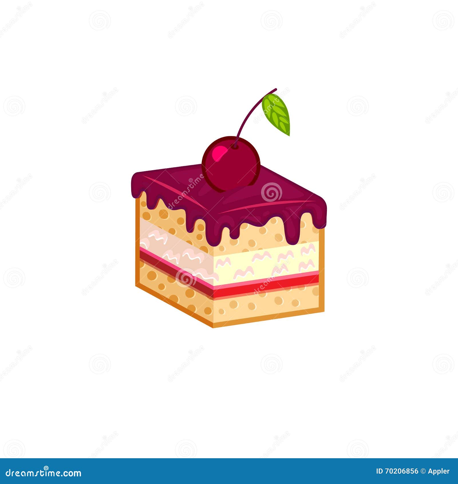 Cherry Cake on White Background Stock Vector - Illustration of diet ...