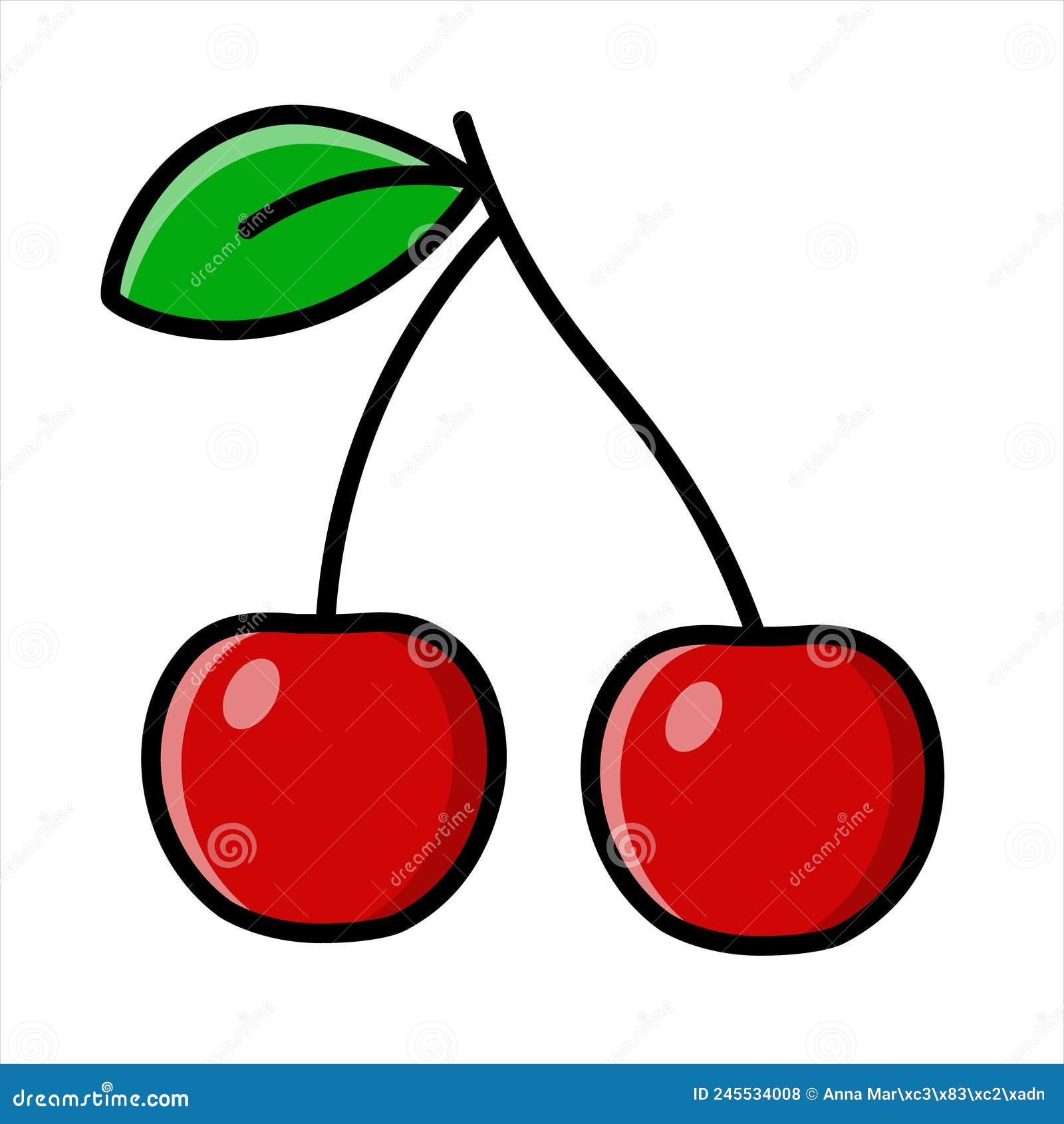 Cherry cartoon icon stock vector. Illustration of label - 245534008