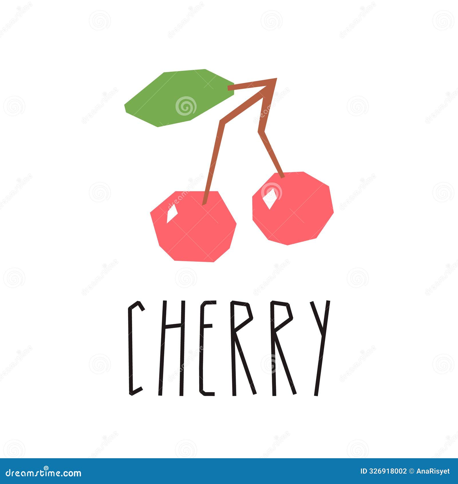 Cherry Cartoon Illustration and Text Isolated on White. Cherry with ...