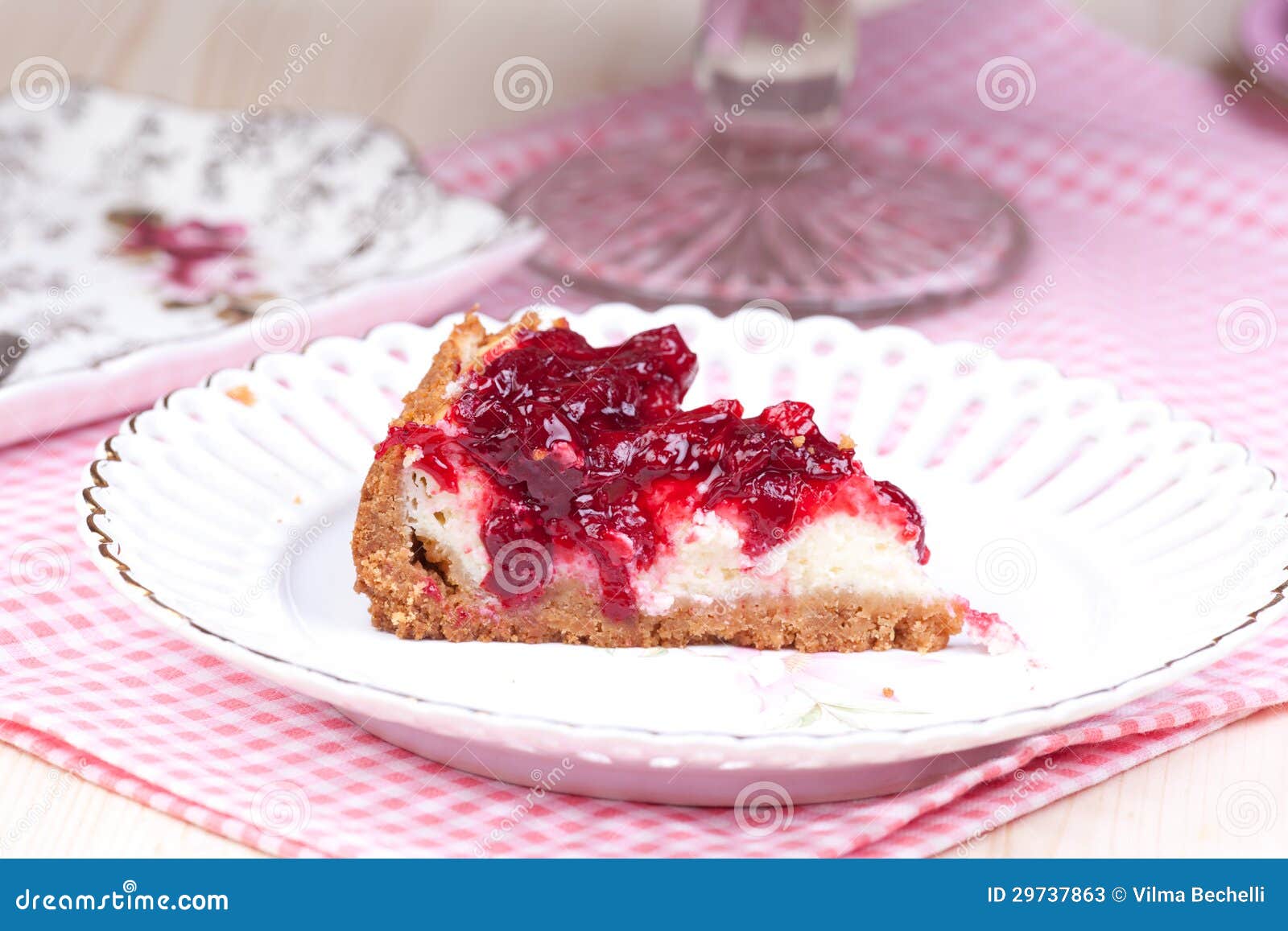 Cherry Cheesecake on the Plate Stock Image - Image of cheesecake ...