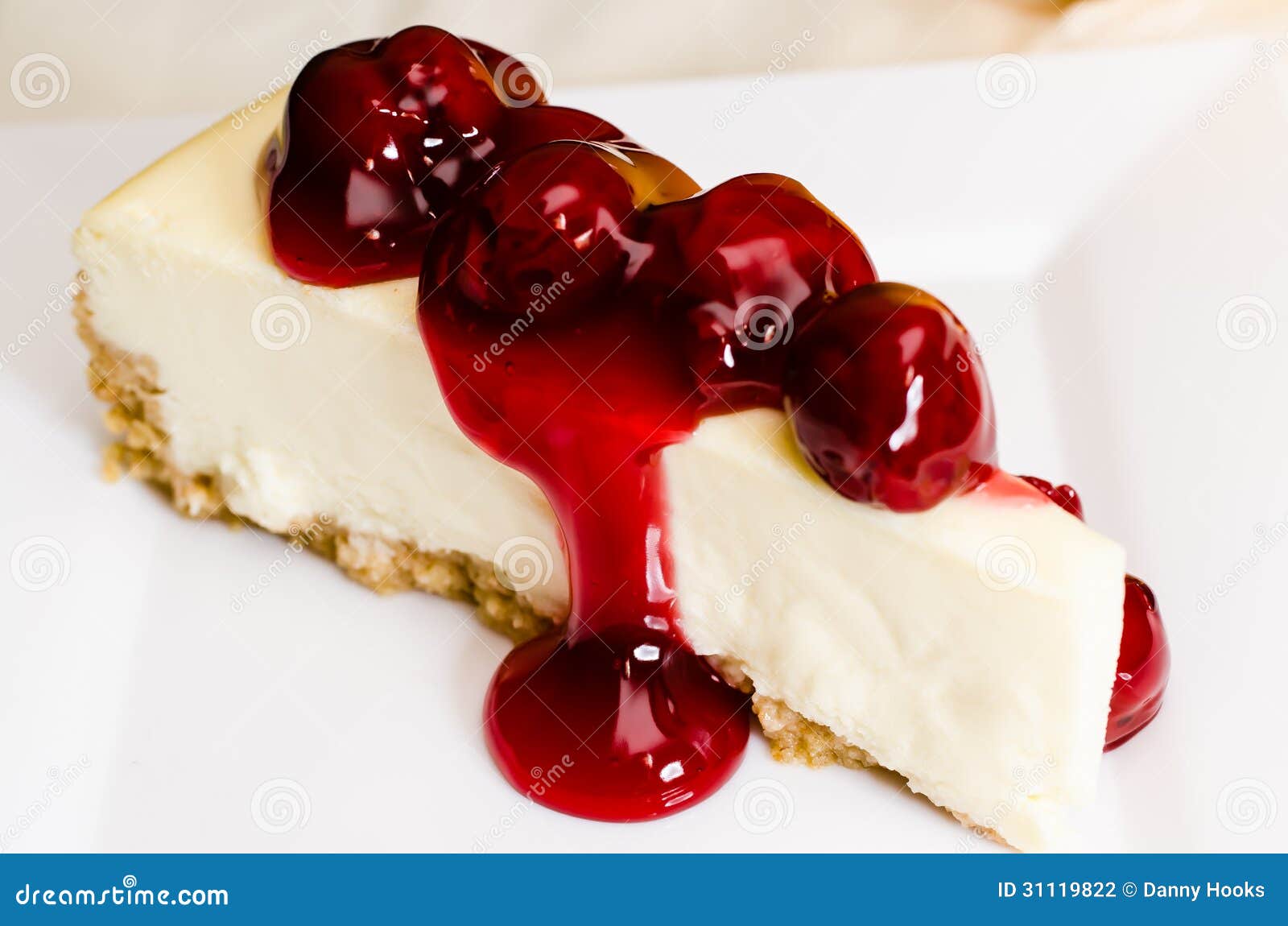 Cherry Cheesecake on Plate stock photo. Image of cheese - 31119822
