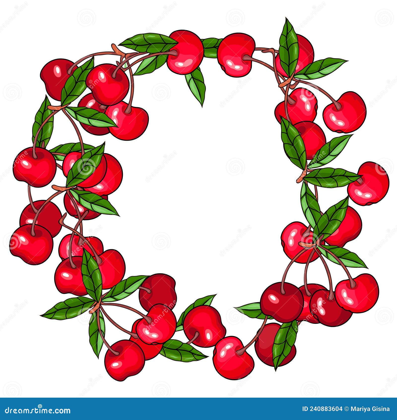 Cherry Circle Decorative Frame Border Design Vector Illustration ...
