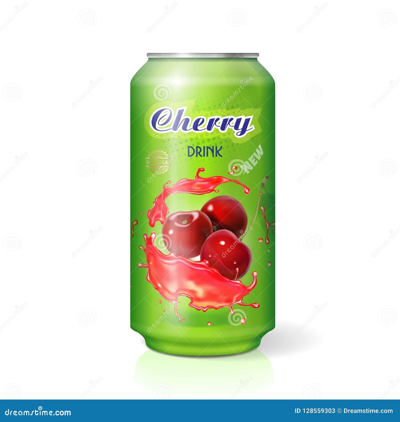 Cherry Cola in Aluminum Can Isolated. Berry Soft Drink Package Stock ...