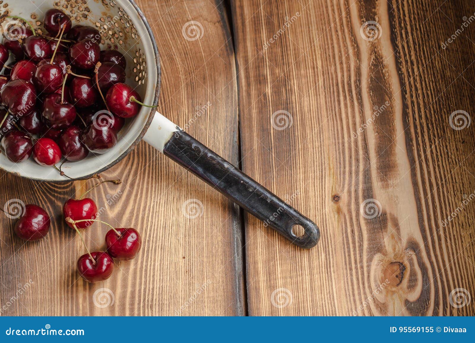 Cherry in a colander stock image. Image of fruit, green - 95569155