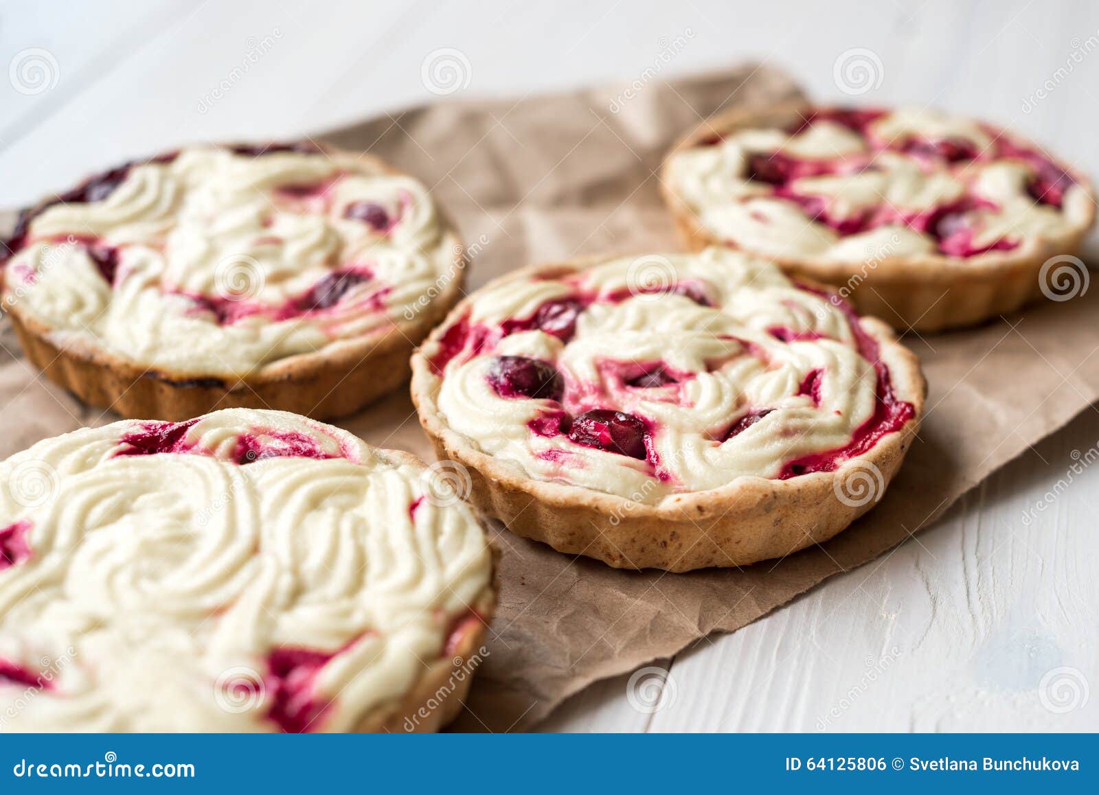Cherry cream cheese tarts stock photo. Image of gourmet - 64125806