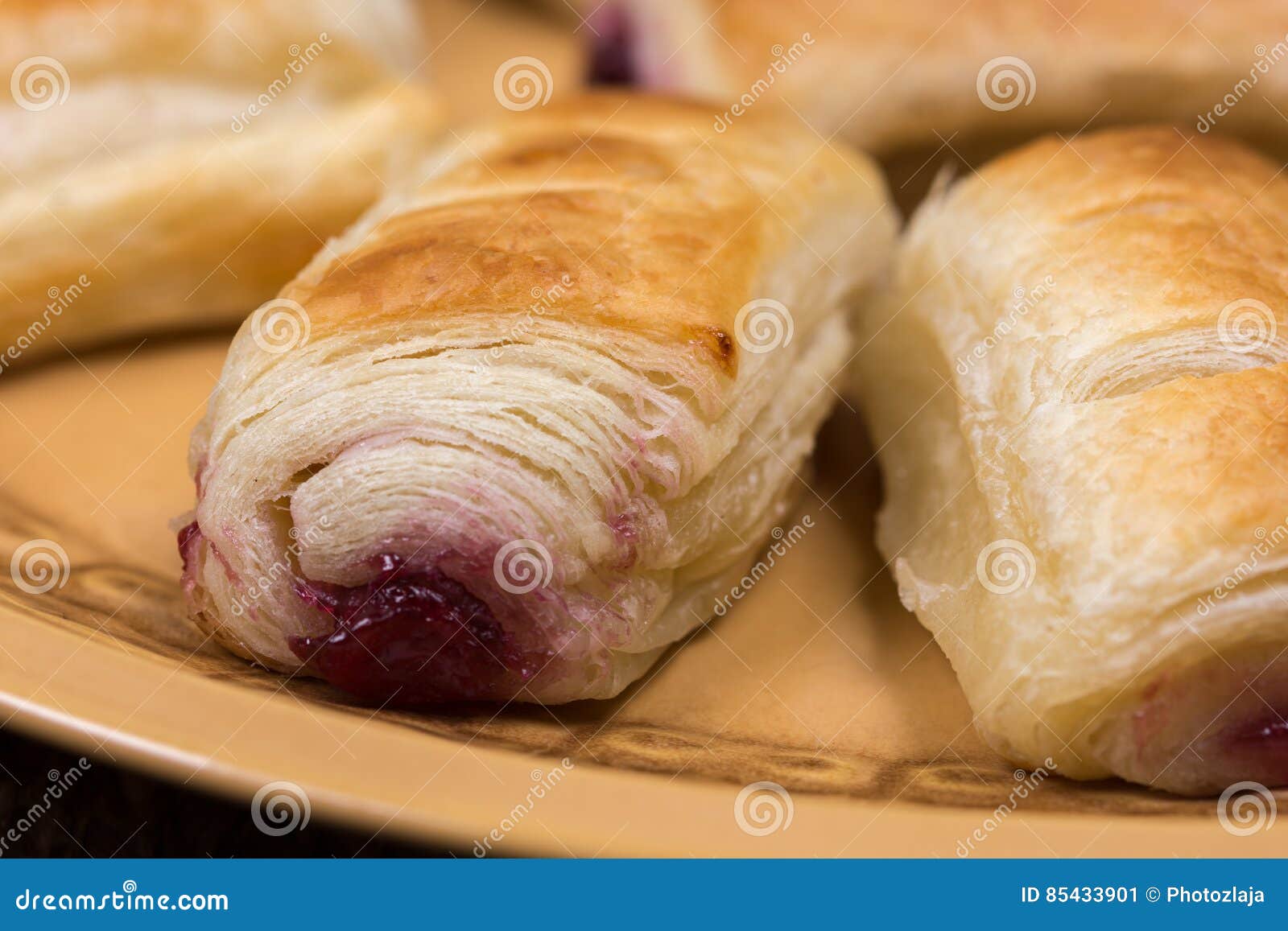 Cherry Cream Puff Pastry Closeup Macro Stock Image - Image of gourmet ...