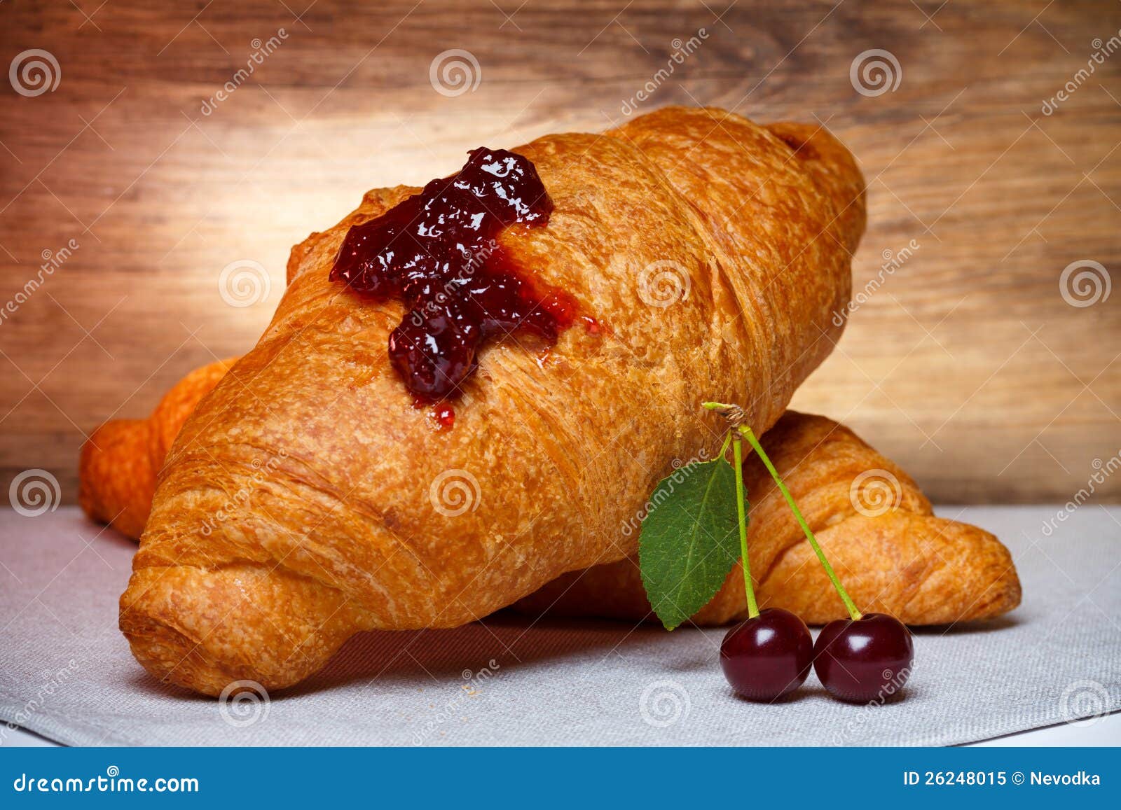 Cherry croissant with jam stock image. Image of jelly - 26248015