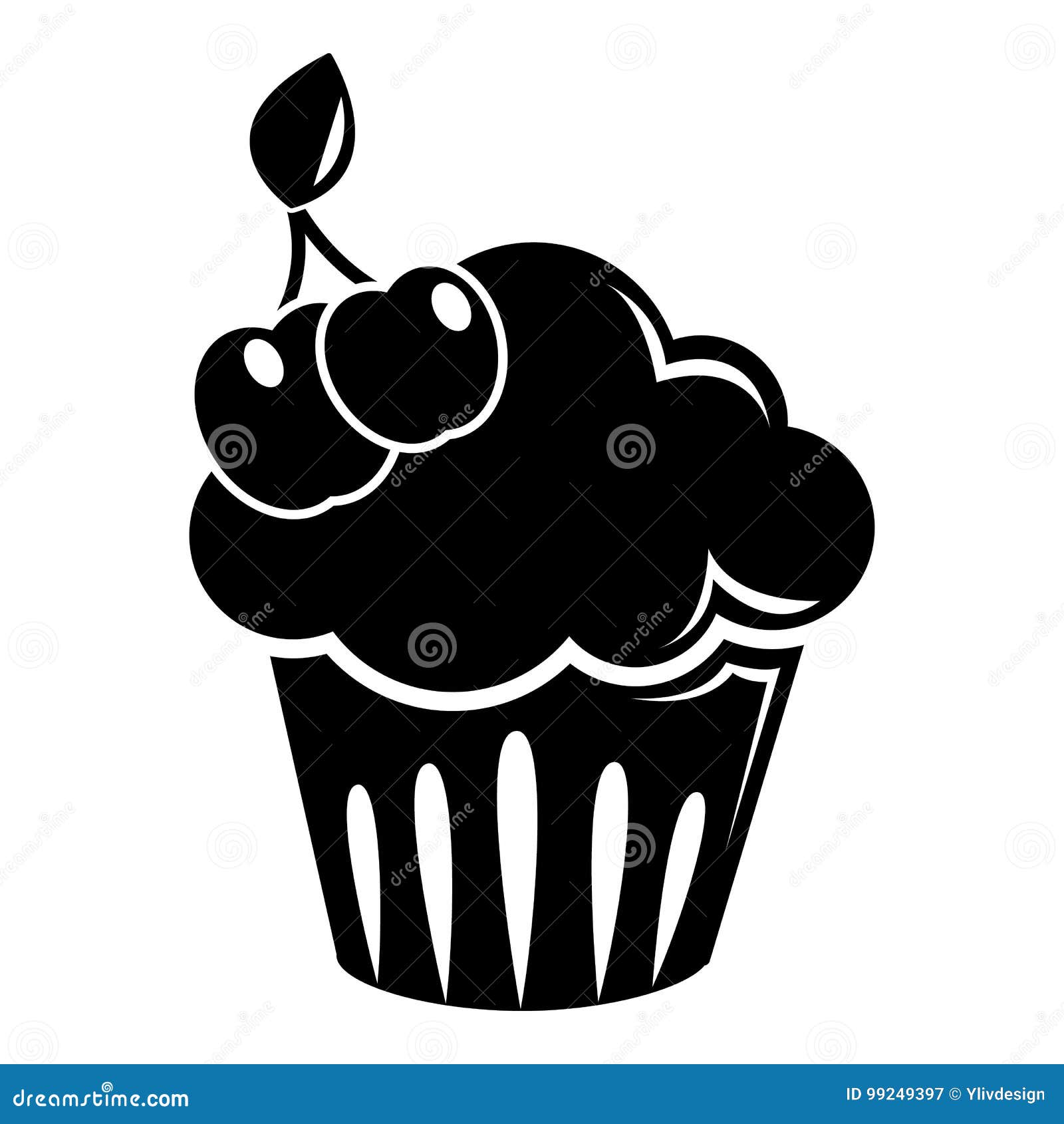 Cherry Cupcake Icon, Simple Black Style Stock Vector - Illustration of ...