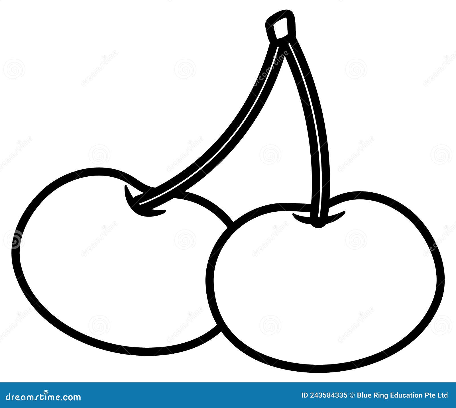 Cherry Doodle Outline for Colouring Stock Vector - Illustration of ...