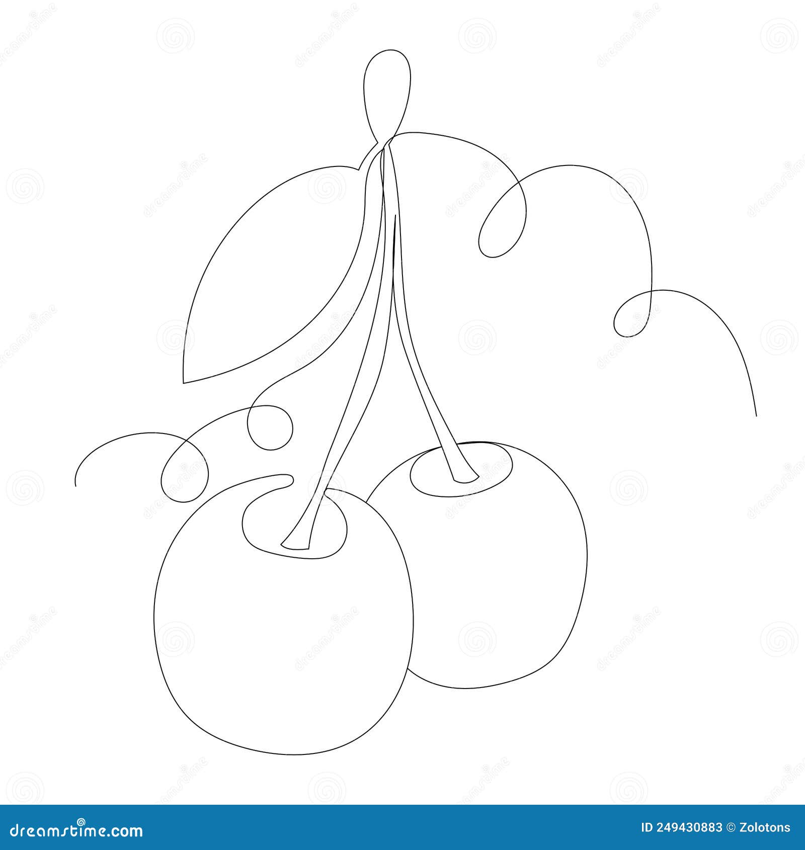 Cherry Drawing by One Continuous Line, Vector Stock Vector ...