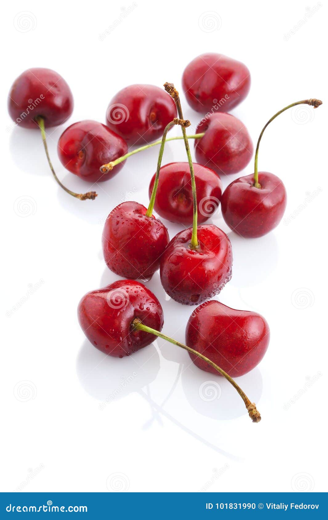 Cherry in Drops Close-up on a White Background Stock Photo - Image of ...