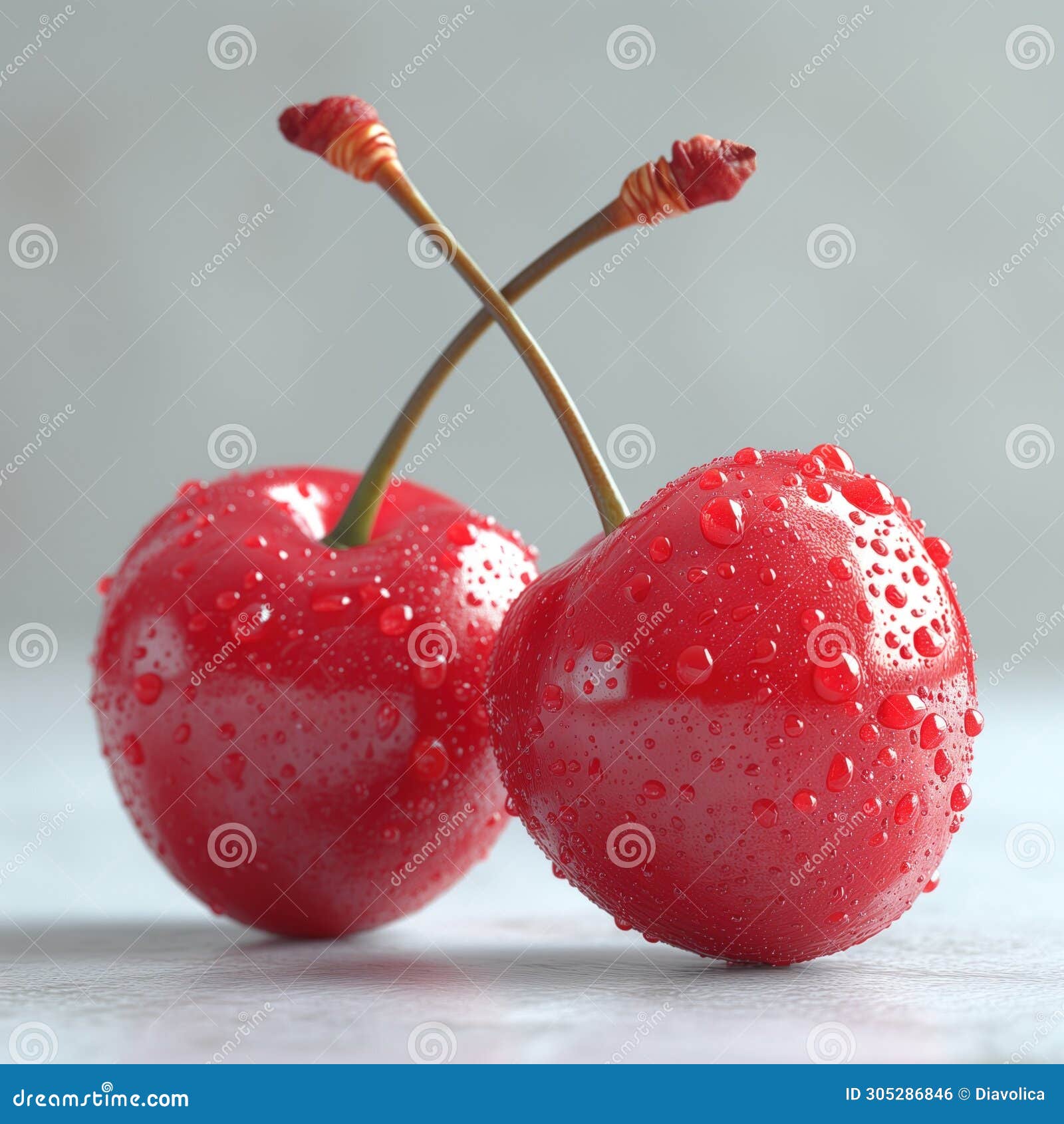 Cherry drops close-up stock illustration. Illustration of green - 305286846