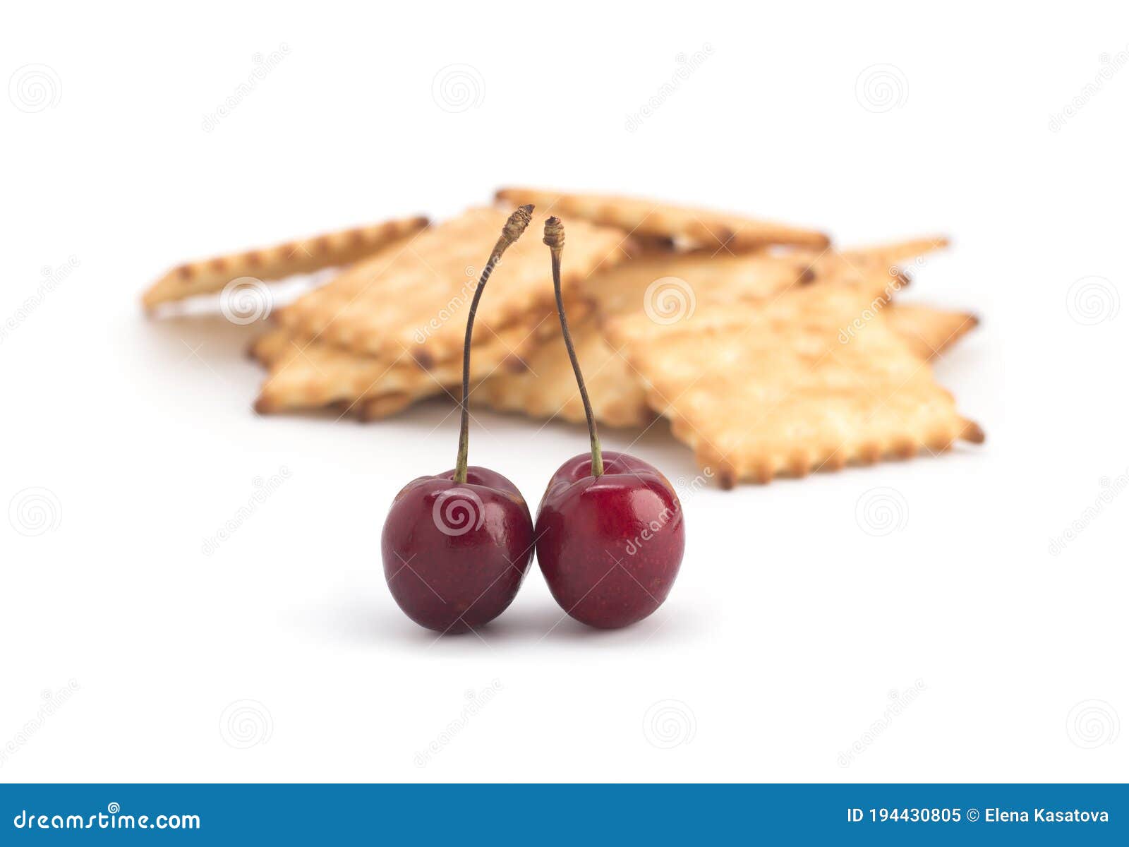 Cherry and Dry Biscuits on White Background Stock Image - Image of ...