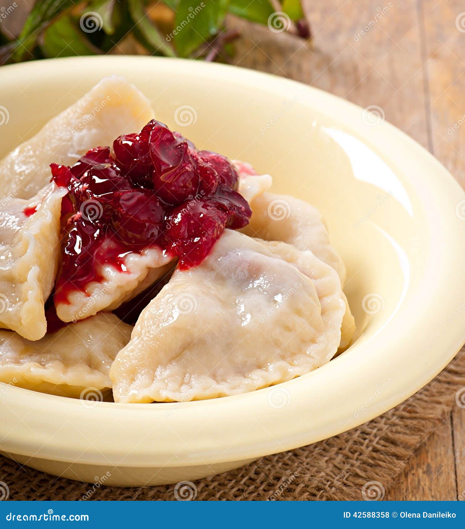 Cherry dumplings with mint stock photo. Image of mint - 42588358