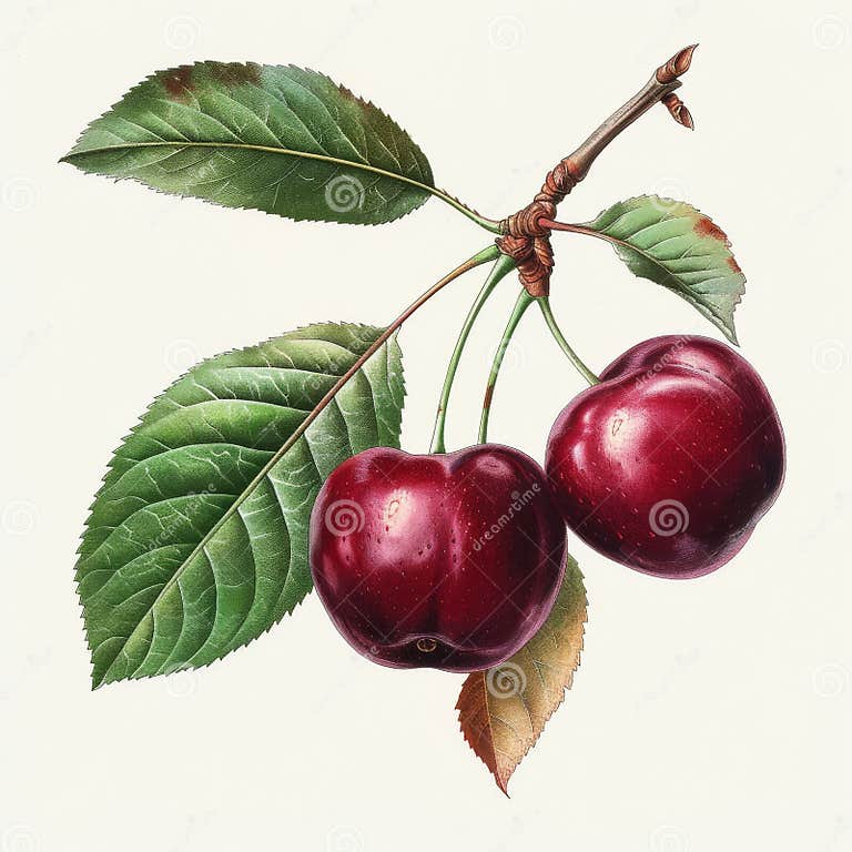 Cherry Element Watercolors Background and Wallpaper Stock Image - Image ...