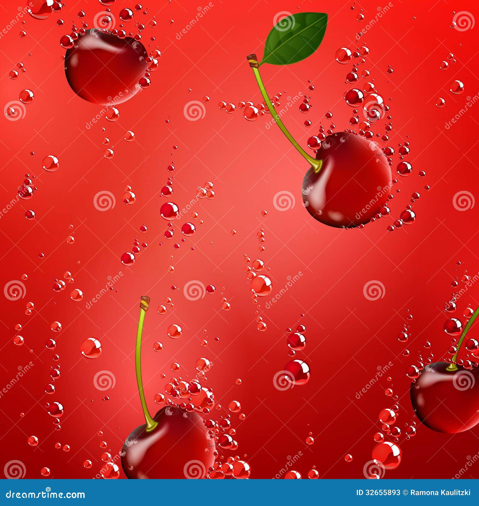 Cherry Falling in Liquid stock illustration. Illustration of food ...