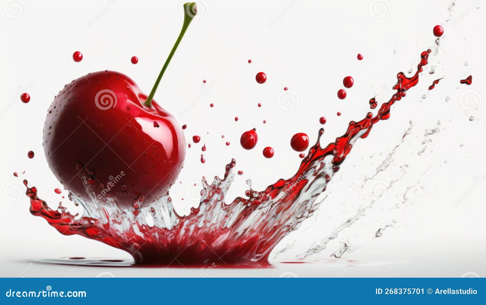 Cherry, Falling, in a Red Liquid, on a White Background. Stock ...