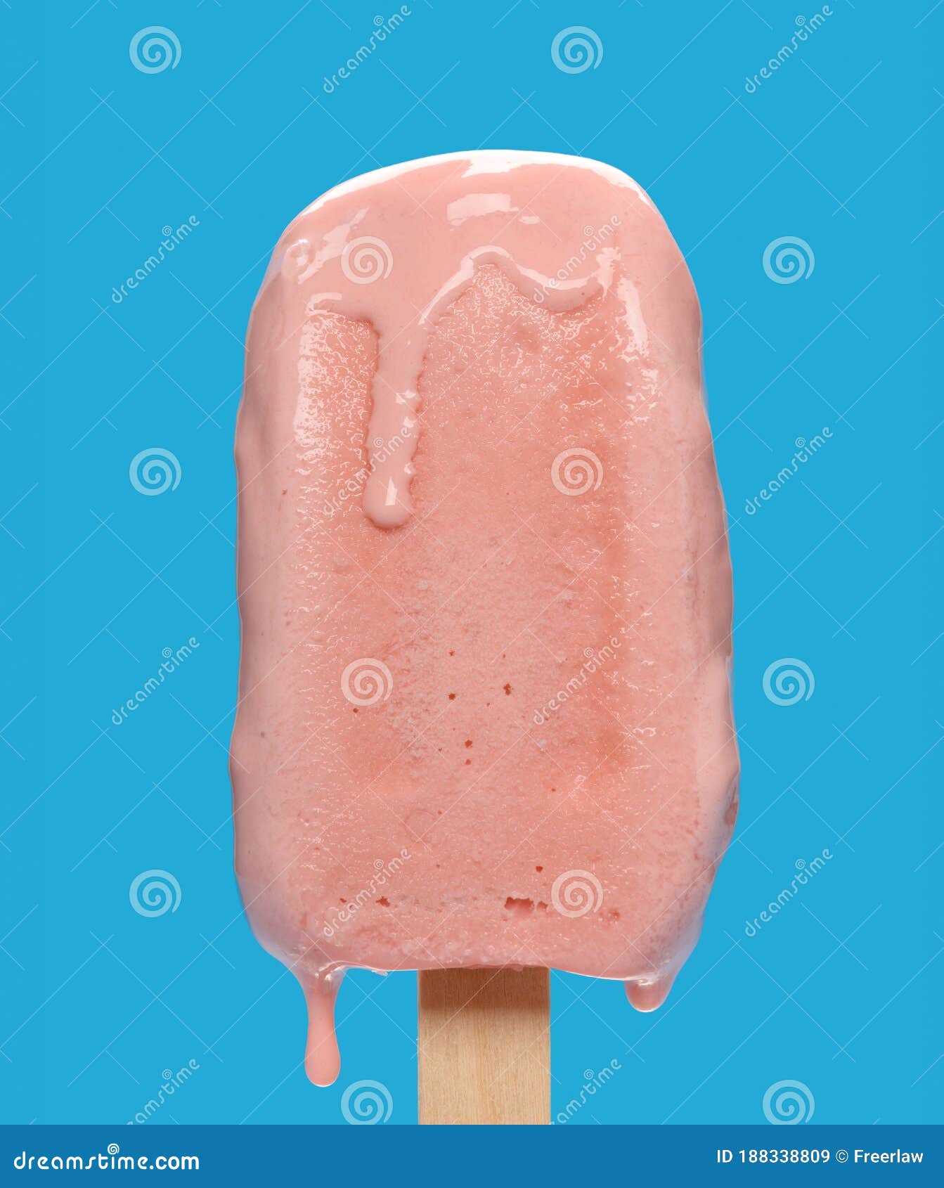 Cherry Flavor Popsicle Melting on Blue Background Stock Image - Image ...