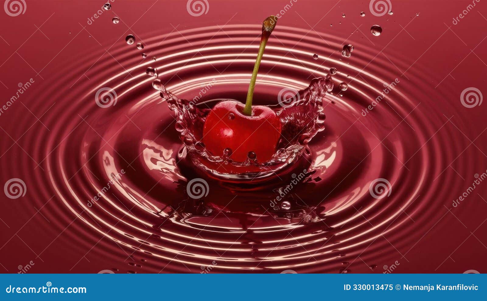 A Cherry is Floating in a Splash of Red Water Stock Illustration ...