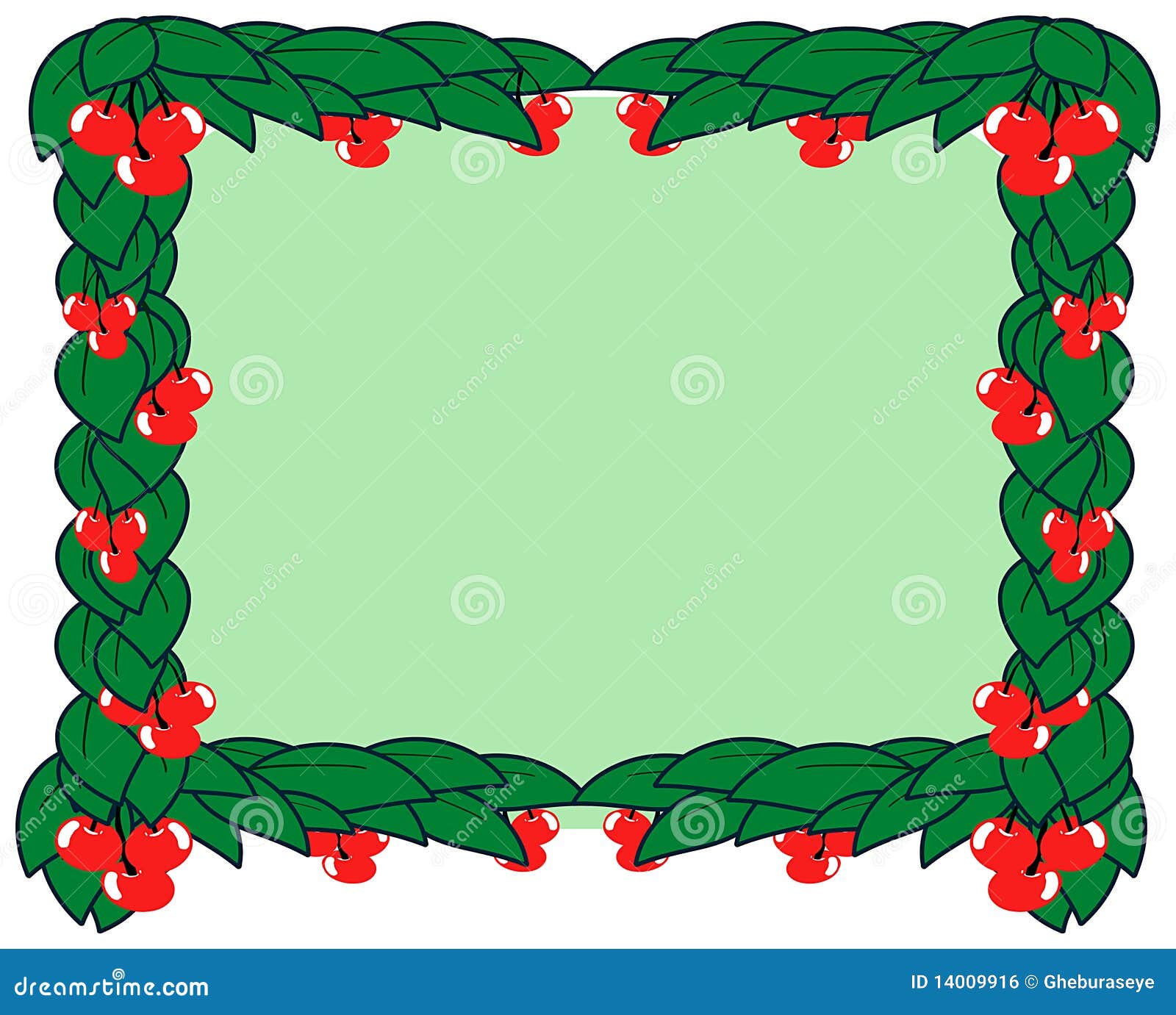 Frame with Leaves and Cherries Stock Photo - Illustration of decor ...
