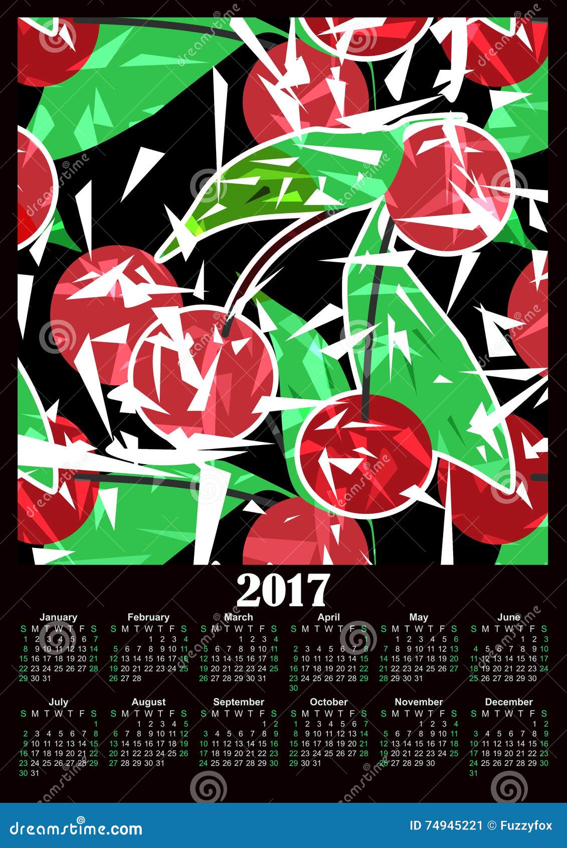 Cherry Fresh Modern 2017 Calendar Design Stock Illustration ...
