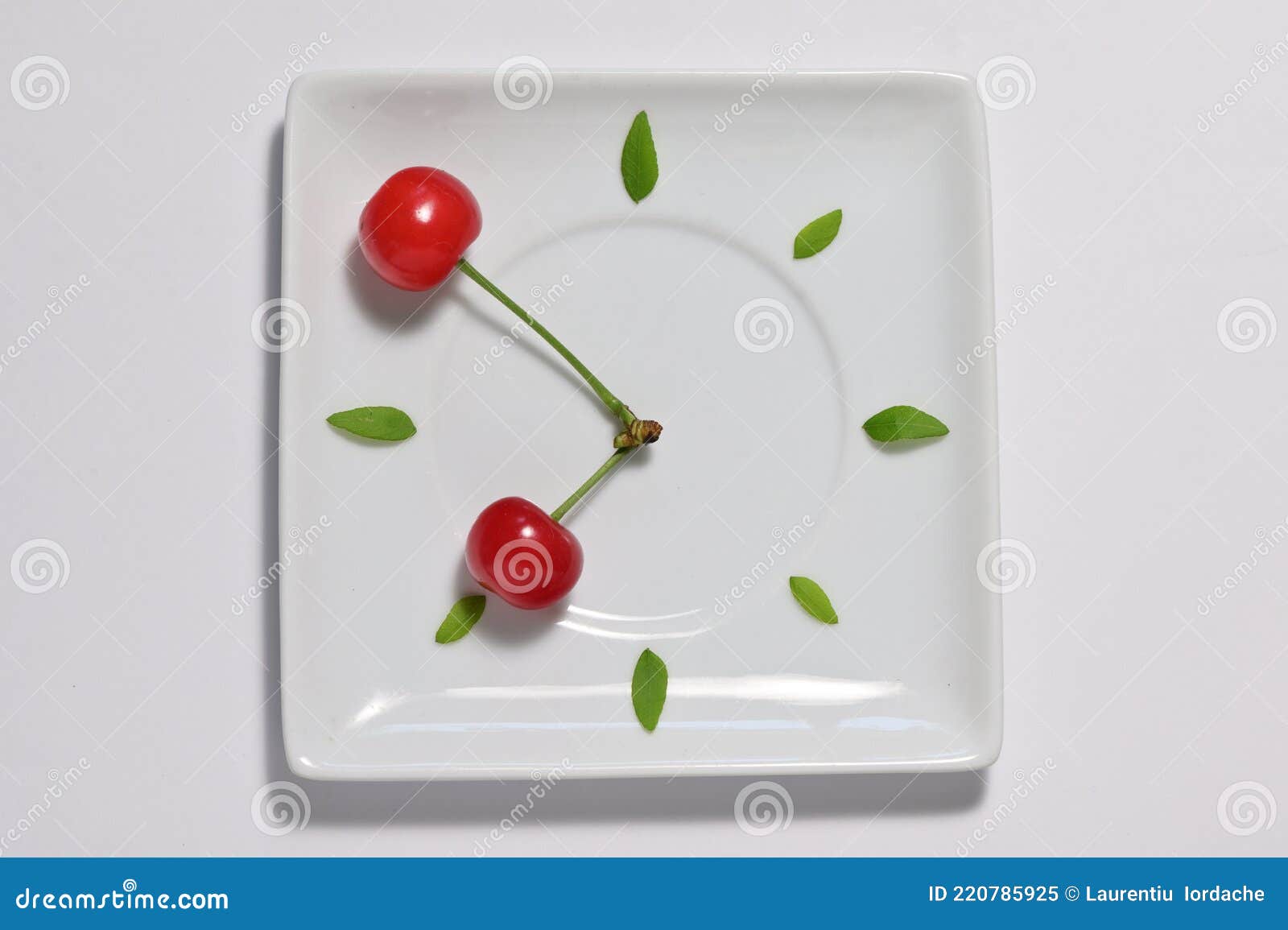 Cherry Fruit Clock Isolated on Plate, Natural Clock Stock Image - Image ...