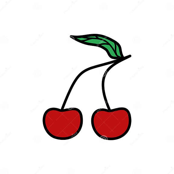 Cherry Fruit Design in Red, Cherry Icon Stock Illustration ...