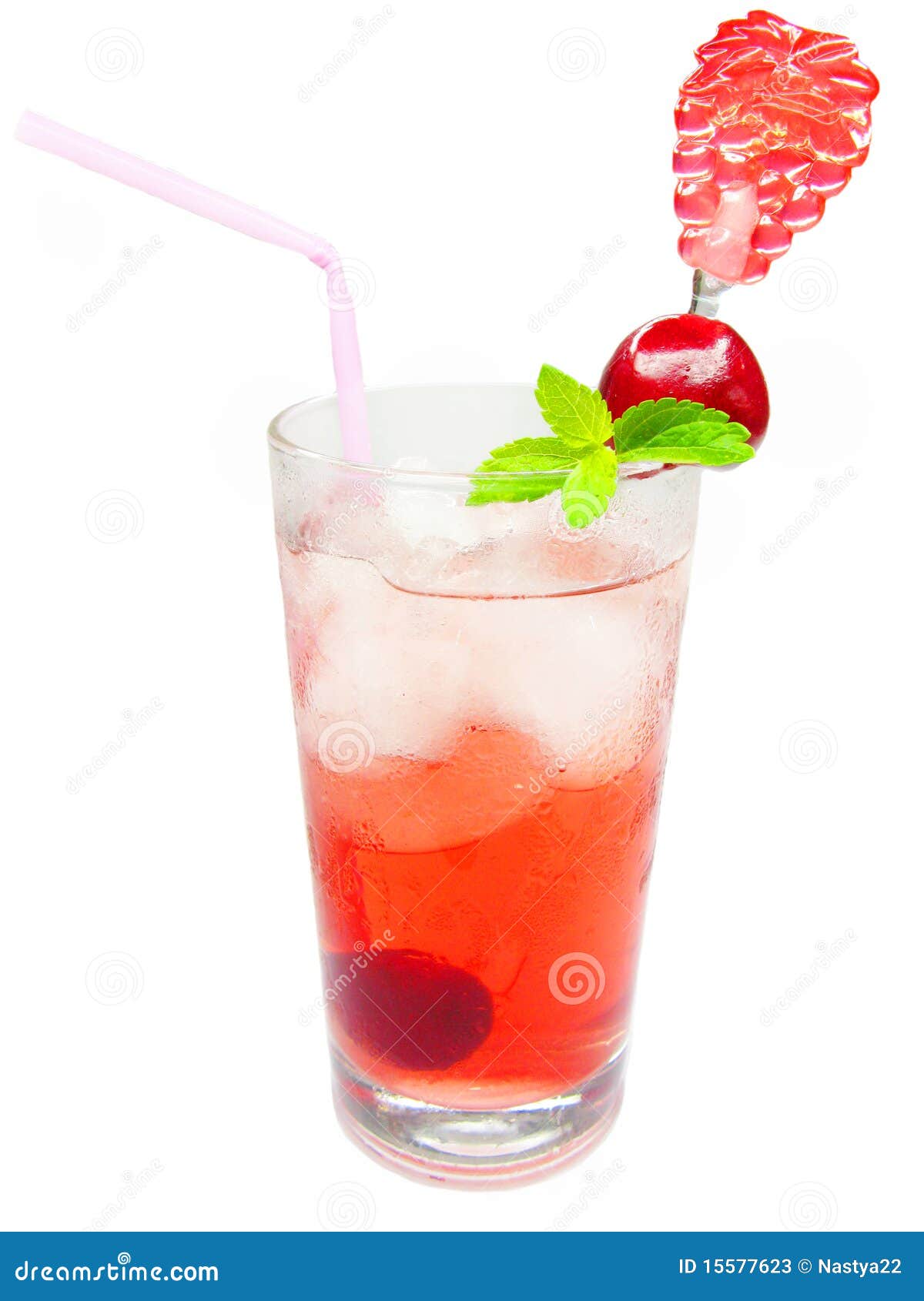 Cherry Fruit Juice with Ice Stock Image - Image of isolated, cherry ...