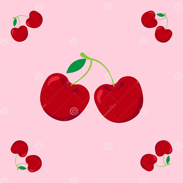 Cherry Fruit Seamless for Pattern Fabric, Simple Cherry Fruit Cute ...