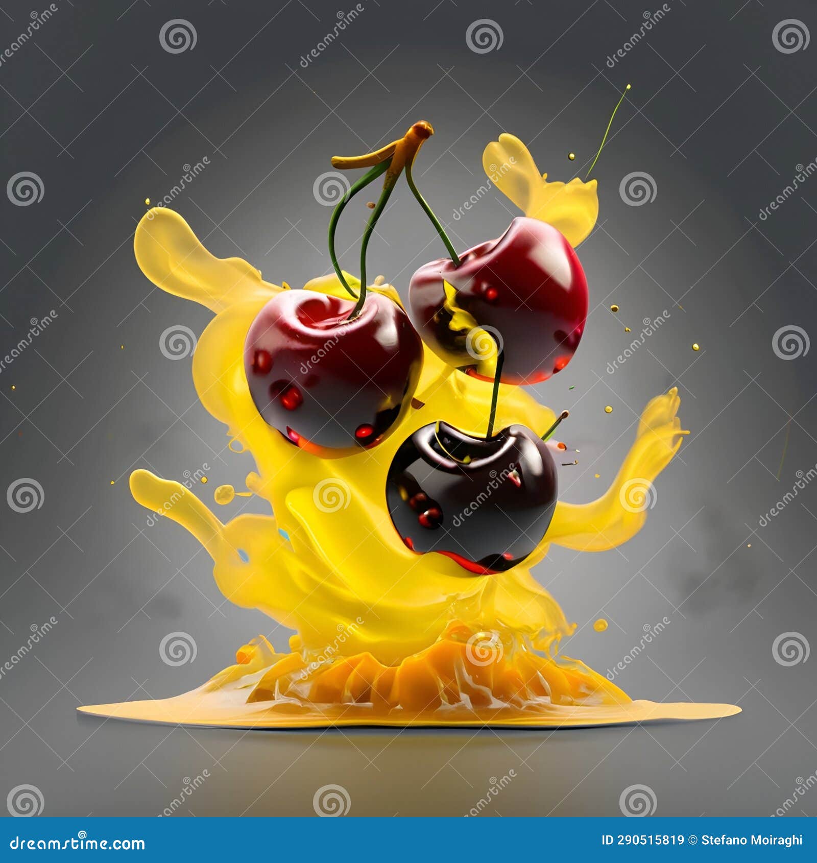 Cherry Fruit Splash Squeeze in Dark Background Stock Image - Image of ...