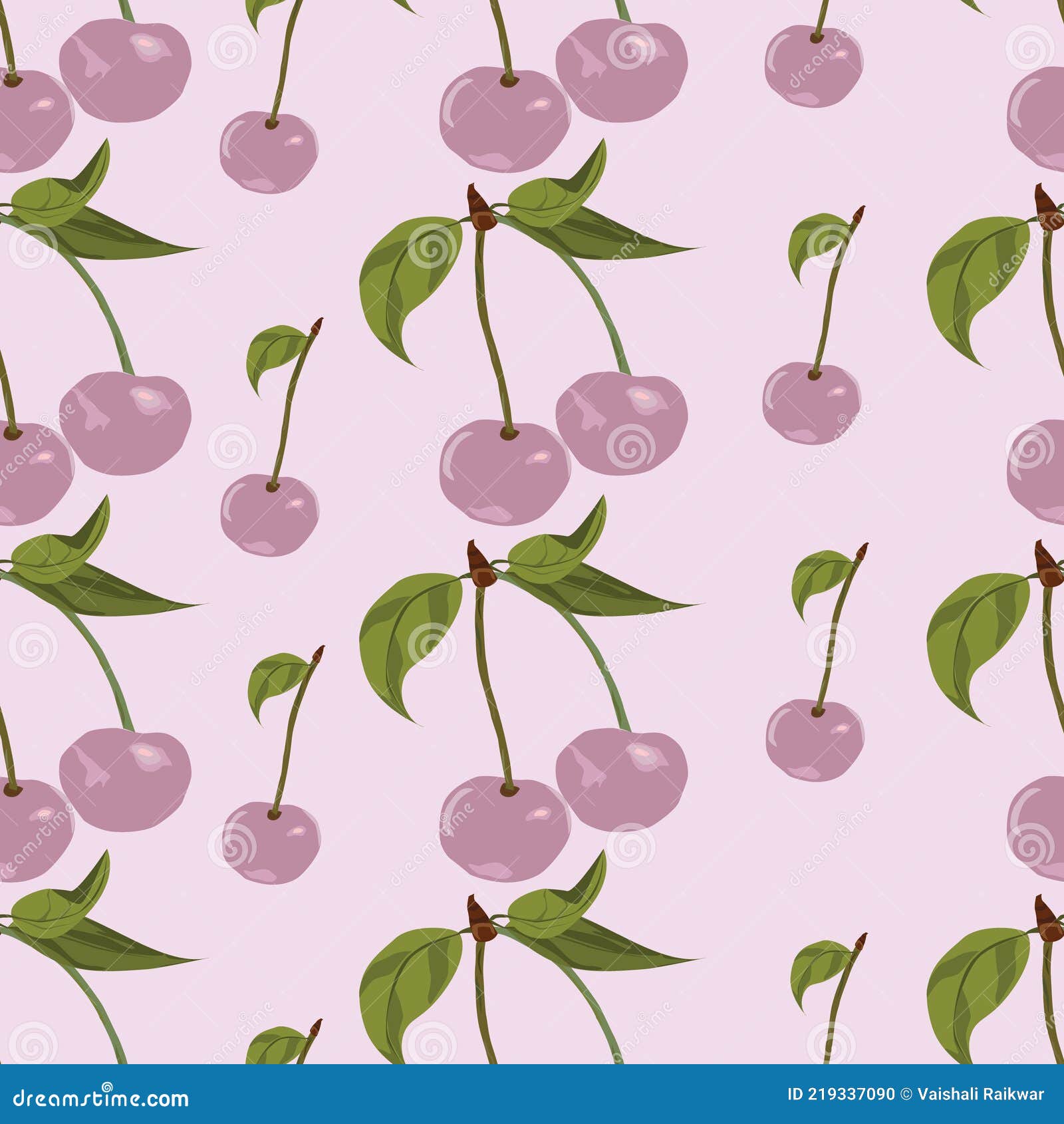 Cherry Bunch Fruit Vector Pattern Stock Vector - Illustration of ...