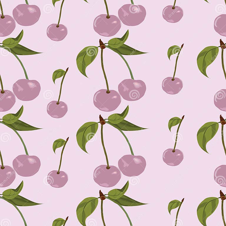 Cherry Bunch Fruit Vector Pattern Stock Vector - Illustration of ...