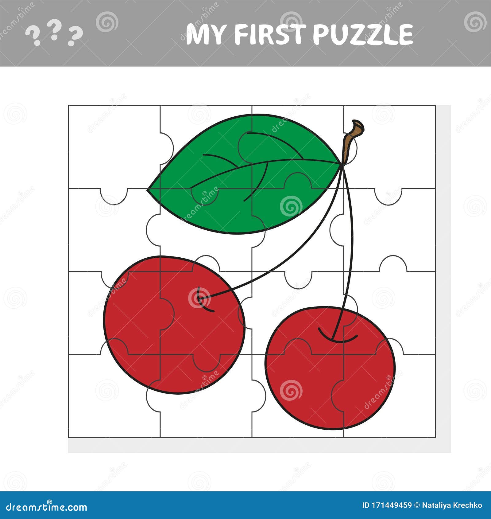Cherry Game for Children and Kids - My First Puzzle Stock Vector ...