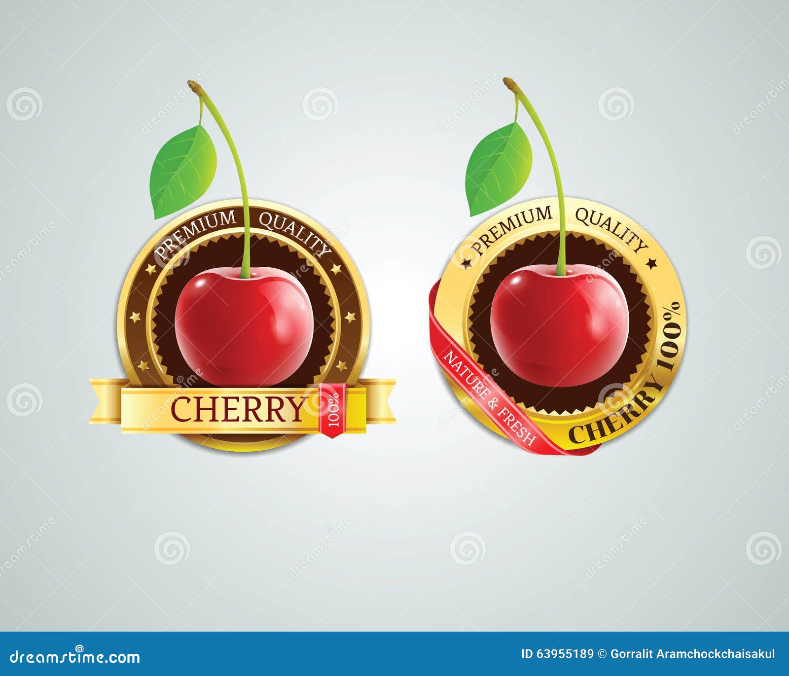 Cherry gold label quality stock vector. Illustration of tasty - 63955189