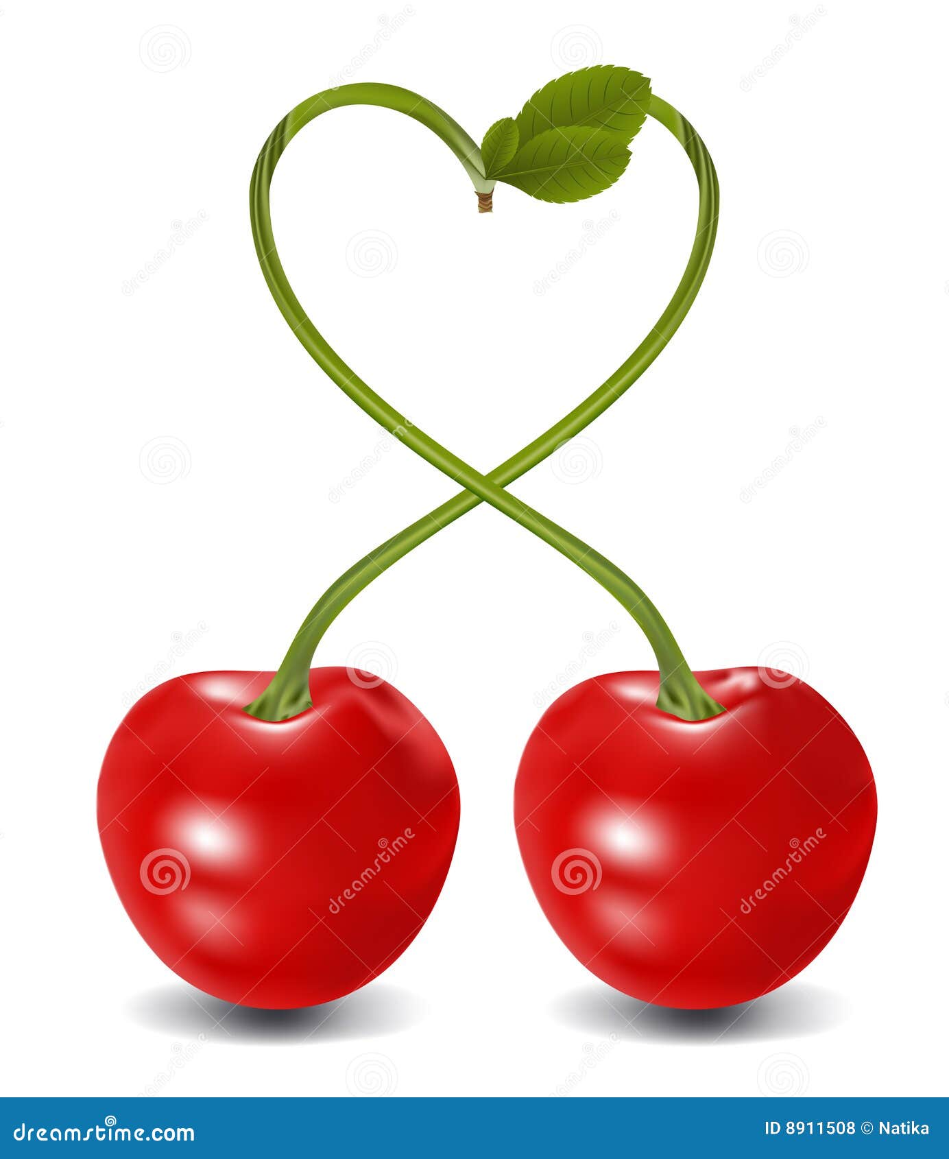 Cherry heart stock vector. Illustration of juicy, couple - 8911508