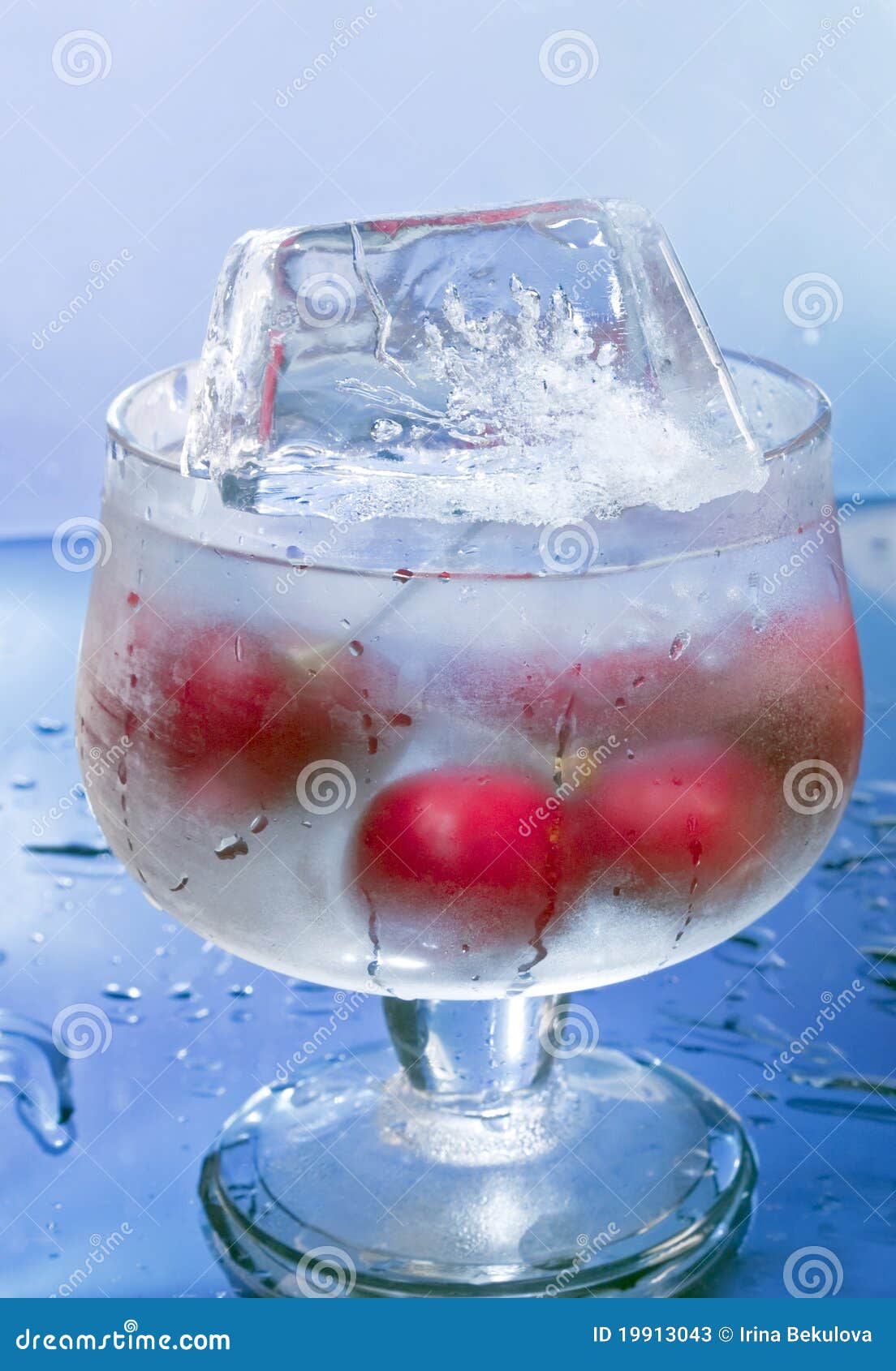 Cherry with ice stock image. Image of cool, water, drink - 19913043